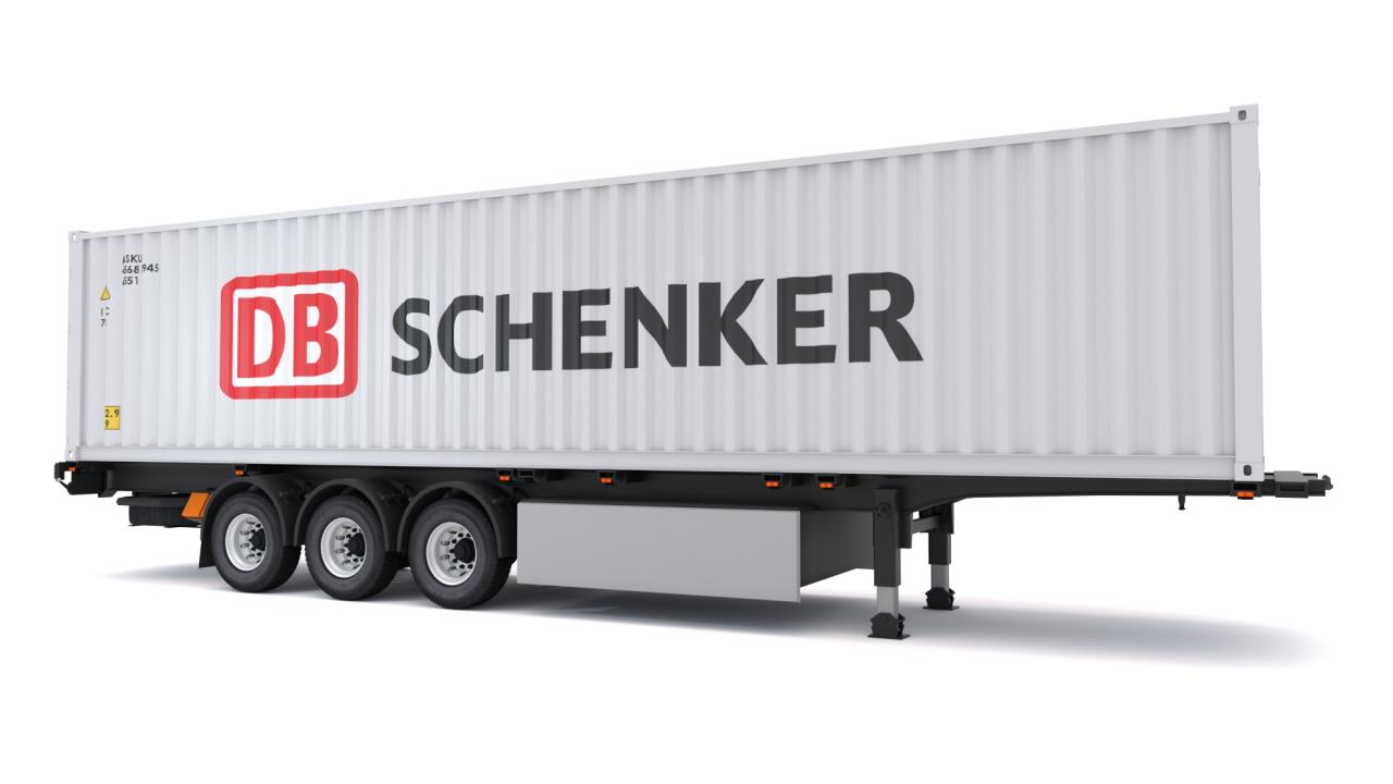 Chassis Semi Trailer with DB Schenker Shipping Container | 3D Model ...